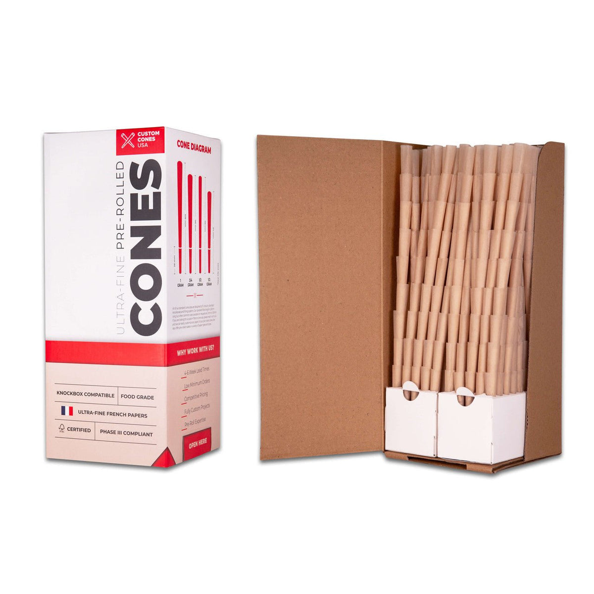 Custom Cones 98mm Special Size Pre-Rolled Cones 800 Count