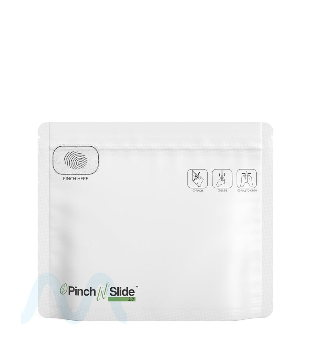 28G CR & TE Pinch N Slide 3.0 Matte White PCR Mylar Bags