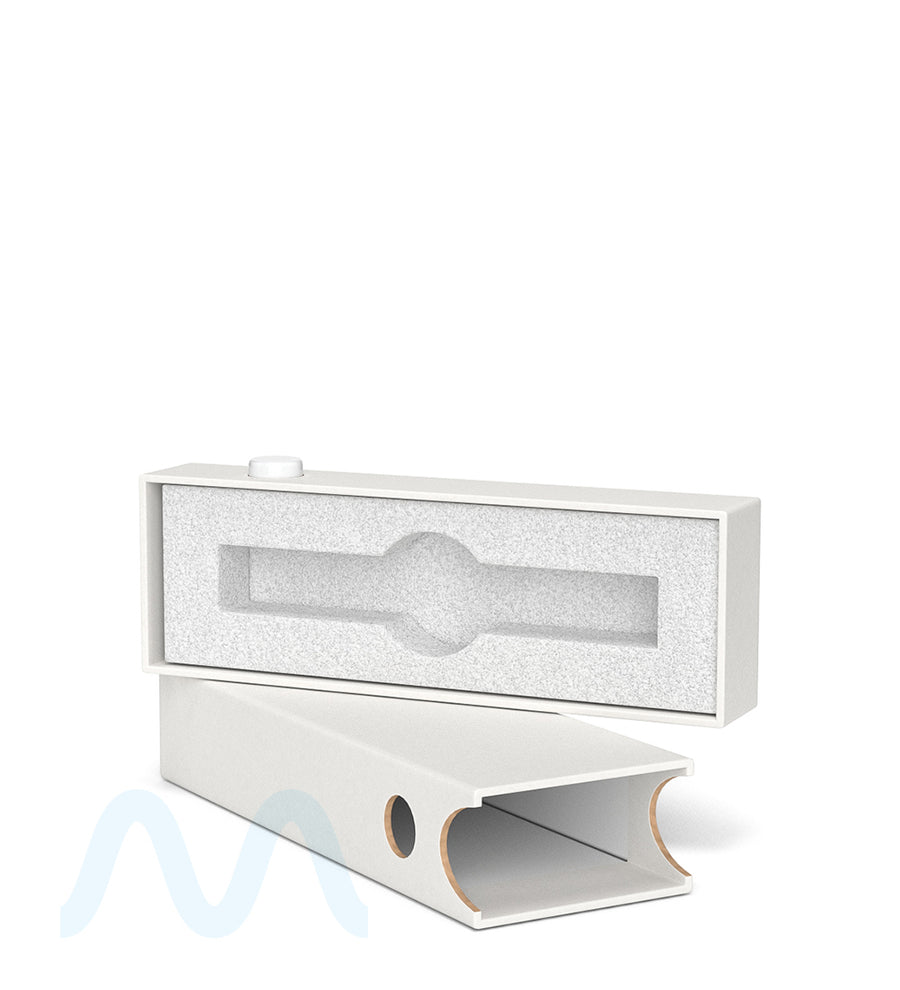 Slim CR White Vape Cartridge Box w/ Button & Foam Insert