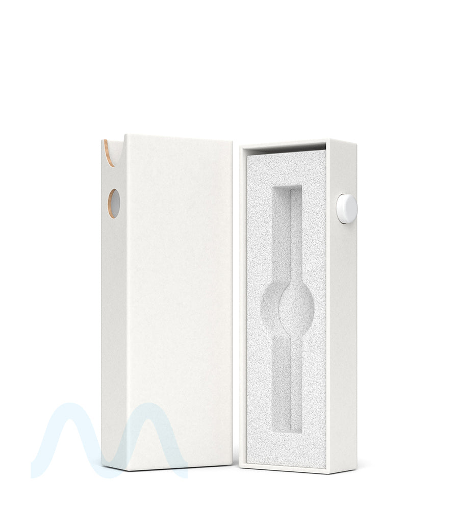 Slim CR White Vape Cartridge Box w/ Button & Foam Insert