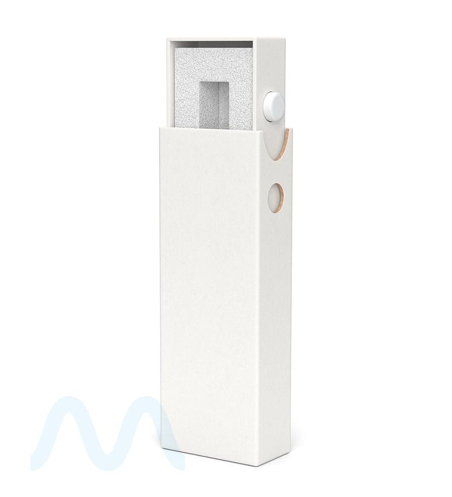 Slim CR White Vape Cartridge Box w/ Button & Foam Insert