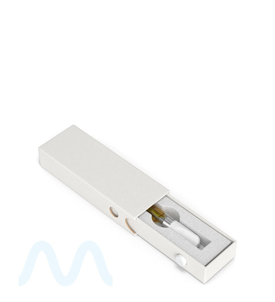 Slim CR White Vape Cartridge Box w/ Button & Foam Insert