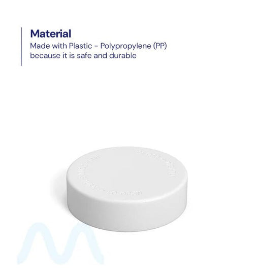 Push-Turn Smooth Matte White Plastic CR 50mm PCR Caps